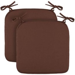 Bestlivings Sitzkissen ( 2er Pack / Schoko ) Stuhlkissen mit Haltebändern 38cm x 38cm - Öko-Tex zertifiziert - Sitzauflage Uni, Canvas Stuhlauflage - Schoko