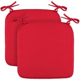 Bestlivings Sitzkissen ( 2er Pack / Bordeaux ) Stuhlkissen mit Haltebändern 38cm x 38cm - Öko-Tex zertifiziert - Sitzauflage Uni, Canvas Stuhlauflage - Bordeaux