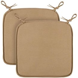 Bestlivings Sitzkissen ( 2er Pack / Hellbraun ) Stuhlkissen mit Haltebändern 38cm x 38cm - Öko-Tex zertifiziert - Sitzauflage Uni, Canvas Stuhlauflage - Hellbraun