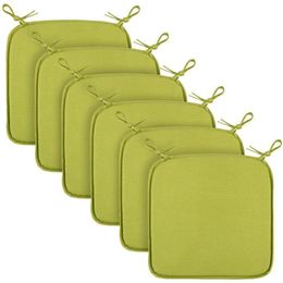 Bestlivings Sitzkissen ( 6er Pack / Grün ) Stuhlkissen mit Haltebändern 38cm x 38cm - Öko-Tex zertifiziert - Sitzauflage Uni, Canvas Stuhlauflage