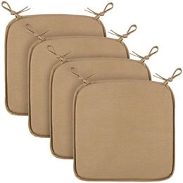 Bestlivings Sitzkissen ( 4er Pack / Hellbraun ) Stuhlkissen mit Haltebändern 38cm x 38cm - Öko-Tex zertifiziert - Sitzauflage Uni, Canvas Stuhlauflage - Hellbraun