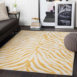 Surya - Teppich Kurzflor Wohnzimmer Boho Zebra Design Gelb und Beige 160 x 220 cm