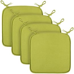 Bestlivings Sitzkissen ( 4er Pack / Grün ) Stuhlkissen mit Haltebändern 38cm x 38cm - Öko-Tex zertifiziert - Sitzauflage Uni, Canvas Stuhlauflage - Grün