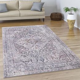 Paco Home - Teppich Wohnzimmer Kurzflor Vintage Abstrakt Orientalisch Modern Bordüre 120x170 cm, Bunt 2