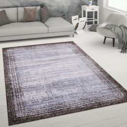 Paco Home - Teppich Wohnzimmer Kurzflor Abstrakter Used-Look Vintage Stil Modern 80x300 cm, Braun