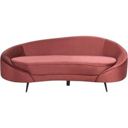 Beliani Sofa Rot Samt 3-Sitzer Oval Gebogen Dicke Polsterung mit Metallfüßen Schwarz Freistehend Retro Glamourös für Wohnzimmer Salon Flur Diele