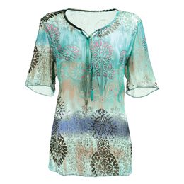 WITT Damen Tunika mit Glitzer-Effekten, t&uuml;rkis-beige, Gr&ouml;&szlig;e 38
