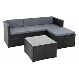 EstexoH&G Rattan Lounge Sitzgruppe Gartenmöbel Set Sofa Couch 3-Sitzer schwarz Rattanmöbel