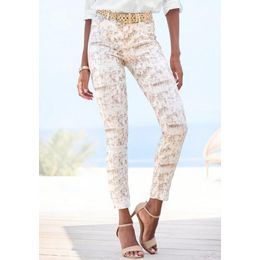 Lascana 7/8-Jeggings mit Alloverprint, elastische Skinny Jeans aus Baumwoll-Mix, braun|weiß