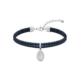 Armband Lacoste "Schmuck Edelstahl Armschmuck Lederarmband SNEAK" Armbänder Gr. Leder-Edelstahl, blau (blau, edelstahlfarben) Damen