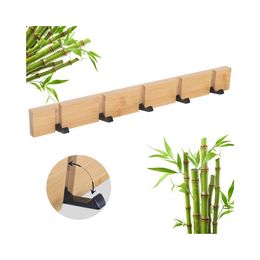 HYZULU Garderobenleiste Garderobenhaken Bambus(Wandgarderobe mit 5 Haken)Flure