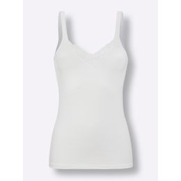 Speidel Damen Tr&auml;gerhemd mit Batist-Motiv, wei&szlig;, Gr&ouml;&szlig;e 36/38