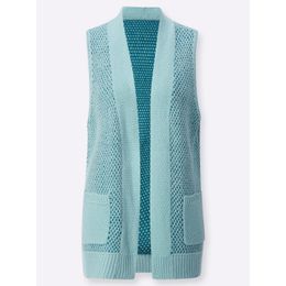 WITT Damen Strickweste in Longform, mint-meliert, Gr&ouml;&szlig;e 42
