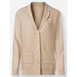 WITT Damen Strickjacke mit Ripp-Muster vorne, elfenbein-meliert, Gr&ouml;&szlig;e 36