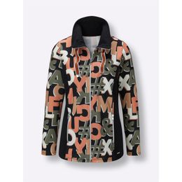 WITT Damen Jacke, schwarz-papaya-bedruckt, Gr&ouml;&szlig;e 36/38