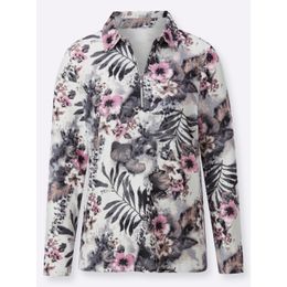 WITT Damen Poloshirt in winterlicher Qualit&auml;t, orchidee-grau-bedruckt, Gr&ouml;&szlig;e 40