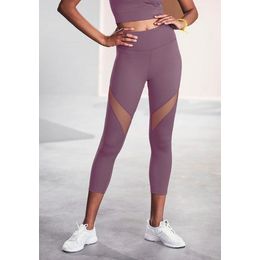 active by Lascana LASCANA ACTIVE Caprileggings '-Sport Capri' lila Gr. L (44/46) für Damen. Mit Mesheinsatz, Logodruck. Figurbetont