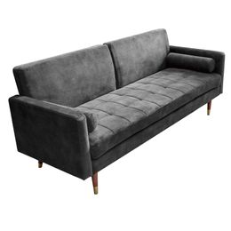 Riess Ambiente riess-ambiente Schlafsofa COUTURE - 196cm grau Microvelours 3-Sitzer Couch Bettfunktion ink. Kissen