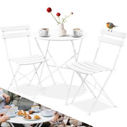 Kesser® Bistroset 3-teilig Bistrotisch mit 2 klappbaren Stühle Set Balkonset Balkonmöbel Klapp-Möbel Gartenset Sitzgarnitur Gartengarnitur Gartenmöbel Sitzgruppe Metall Bistro Gartentisch inkl. Abdeckung