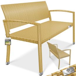 Kesser® Gartenbank Polyrattan 2-Sitzer Wetterfest Rattan-Sitzbank UV-Beständig & bis 320kg belastbar Balkon-Bank 125x62x90cm Garten-Möbel mit ergonomischen Armlehnen Für 2 Personen