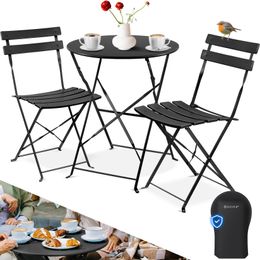 Kesser® Bistroset 3-teilig Bistrotisch mit 2 klappbaren Stühle Set Balkonset Balkonmöbel Klapp-Möbel Gartenset Sitzgarnitur Gartengarnitur Gartenmöbel Sitzgruppe Metall Bistro Gartentisch inkl. Abdeckung