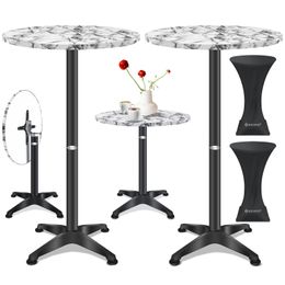 Kesser&reg; 2in1 Stehtisch klappbar Bistrotisch Aluminium Edelstahlplatte h&ouml;henverstellbar 70cm / 115cm Partytisch Tisch In- & Outdoor Hochzeit Empfangstisch Klapptisch inklusive Regencover