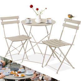 Kesser® Bistroset 3-teilig Bistrotisch mit 2 klappbaren Stühle Set Balkonset Balkonmöbel Klapp-Möbel Gartenset Sitzgarnitur Gartengarnitur Gartenmöbel Sitzgruppe Metall Bistro Gartentisch inkl. Abdeckung