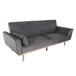 Riess Ambiente riess-ambiente Schlafsofa BELLEZZA - Retro 210cm grau Samt 3-Sitzer Couch inkl. Kissen