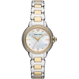 Quarzuhr Emporio Armani "AR11524" Armbanduhren goldfarben (silberfarben, goldfarben) Damen Armbanduhr, Damenuhr, Perlmutt-Zifferblatt, Edelstahlarmband