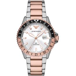 Quarzuhr Emporio Armani Armbanduhren silberfarben (silberfarben, roségoldfarben) Herren Armbanduhr, Herrenuhr, Datum, bis 10 bar wasserdicht, Edelstahlarmband