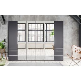 Falttürenschrank wimex "Everly by fresh to go" Schränke Gr. B/H/T: 300 cm x 216 cm x 56 cm, 4 St., grau (graphit) mit Schubladen, 250 oder 300cm breit