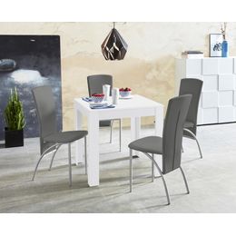 Essgruppe Inosign "LynnNico" Sitzmöbel-Sets Gr. B: 80 cm, Kunstleder, grau (weiß, grau) Tischbreite 80 cm, Belastbarkeit 120 KG