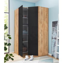 Eckkleiderschrank wimex "Level by fresh to go" Schränke Gr. H: 236 cm, grau (plankeneichefarben, grauglas) mit Glastüren