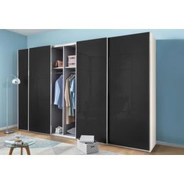 Schwebetürenschrank wimex "Level by fresh to go" Schränke Gr. B/H: 350 cm x 236 cm, 4 St., weiß (weiß, grauglas) mit Glastüren und Synchronöffnung