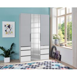 Kleiderschrank wimex "Level by fresh to go" Schränke Gr. B/H/T: 150 cm x 216 cm x 58 cm, 3 St., weiß (weiß, light grey) mit Spiegeltüren und Schubladen