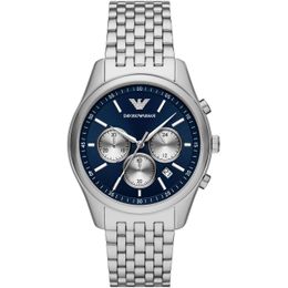 Chronograph Emporio Armani, silber (silberfarben), Armbanduhren, Herren, Quarzuhr, Armbanduhr, Herrenuhr, Stoppfunktion, Edelstahlarmband,Datum