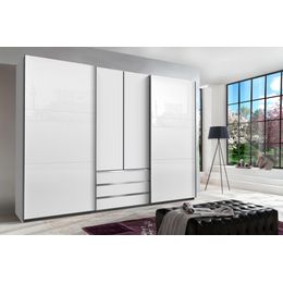 Schwebetürenschrank wimex "Magic by fresh to go" Schränke Gr. B/H/T: 300 cm x 216 cm x 65 cm, Griffleisten chromfarben, 2 St., weiß (weiß, außentüren weißglas)