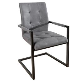 Riess Ambiente riess-ambiente Stuhl OXFORD - vintage grau mit Armlehne Eisengestell Design Freischwinger