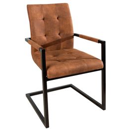 Riess Ambiente riess-ambiente Stuhl OXFORD - vintage braun mit Armlehne Eisengestell Design Freischwinger