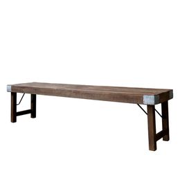 Chic Antique Grimaud Holz Bank mit Metallbeschlägen, 180 x 40 x 44 cm