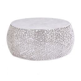 Riess Ambiente riess-ambiente Couchtisch ABSTRACT LEAF - Runder Couchtisch 75cm silber antik Metall filigrane Handarbeit
