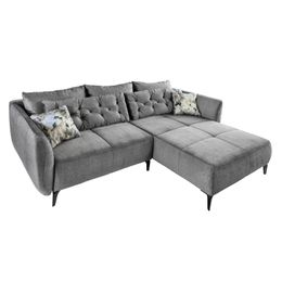 Riess Ambiente riess-ambiente Ecksofa MARRAKESCH - 245cm grau Samt Metallfüße inklusive Kissen