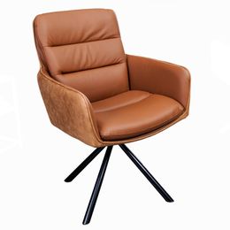 Riess Ambiente riess-ambiente Stuhl BIG GEORGE - cognac Echtleder Microfaser mit Armlehne Retro Drehbarer Design