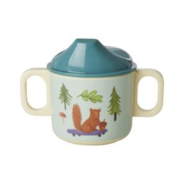 Rice Babybecher Happy Forest mit 2 Griffen, blau - 250 ml Ø 7 cm, H:9 cm