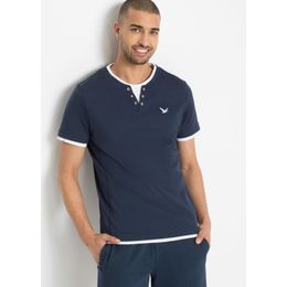 bonprix 2 in 1 Shirt Kurzarm (2er Pack), blau, 100% Baumwolle