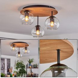 hofstein Koyoto Deckenleuchte Glas 15cm Braun, Holzoptik, Schwarz, 3-flammig
