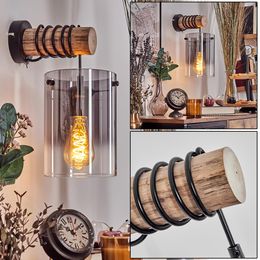 hofstein Parane Wandleuchte Glas 15cm Naturfarben, Schwarz, 1-flammig