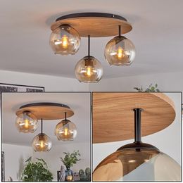 hofstein Koyoto Deckenleuchte Glas 15 cm Naturfarben, Schwarz, 3-flammig