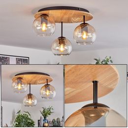 hofstein Koyoto Deckenleuchte Glas 15 cm Naturfarben, Schwarz, 3-flammig