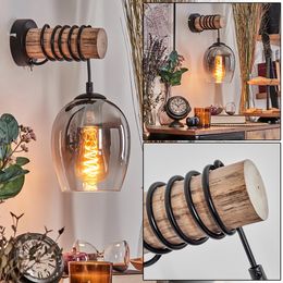 hofstein Vevino Wandleuchte Glas 15cm Naturfarben, Schwarz, 1-flammig